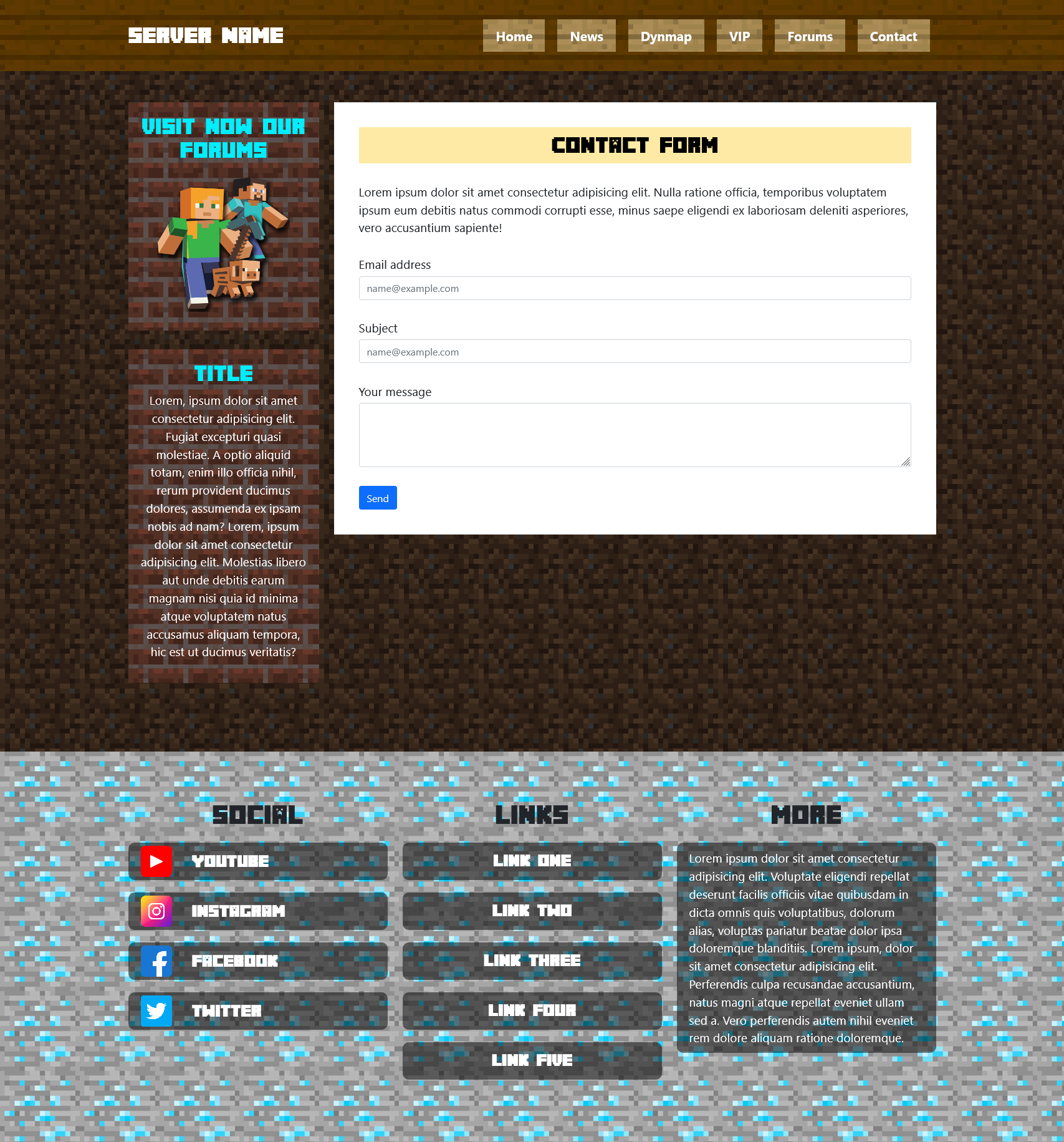 Free Web Template HTML5 with Minecraft design | SpigotMC - High ...