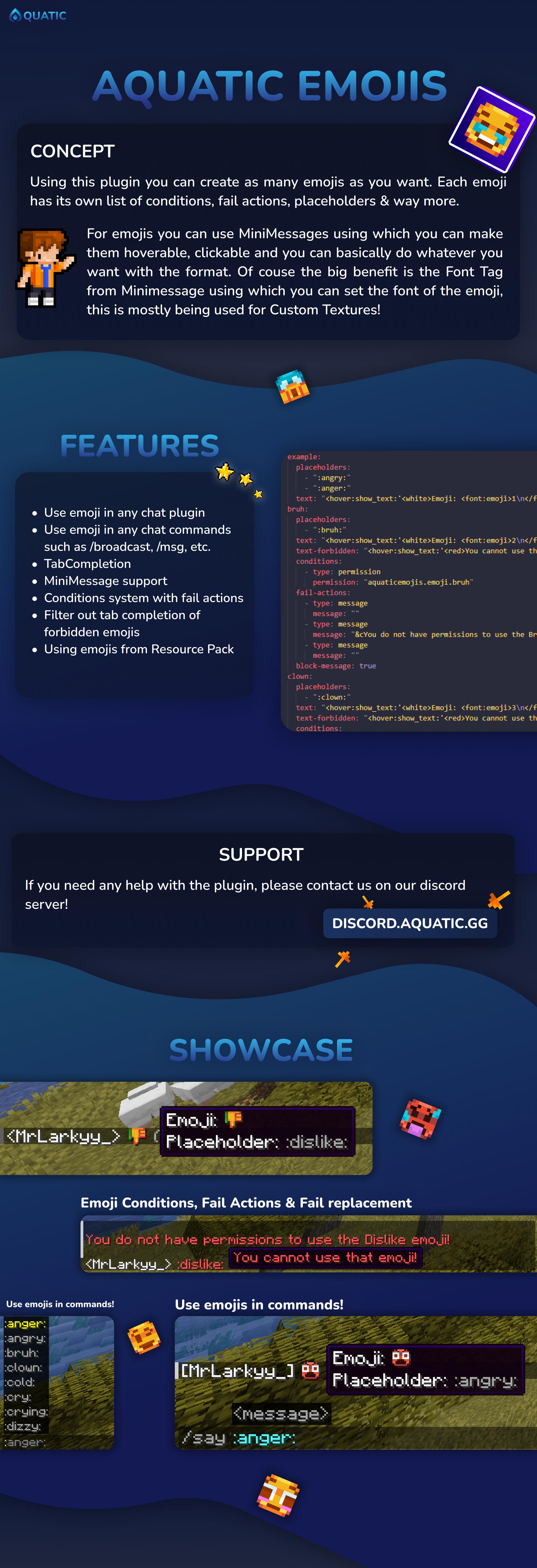 AquaticEmojis | Conditional, Minimessage, Tab Completion | SpigotMC - High Performance Minecraft ...