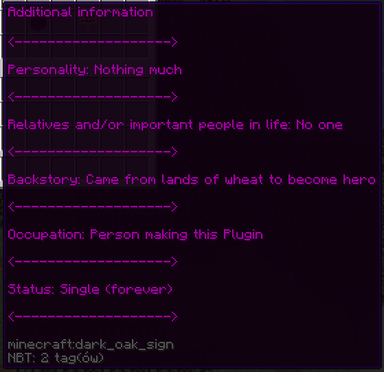 RolePlay Character Information | SpigotMC - High Performance Minecraft ...