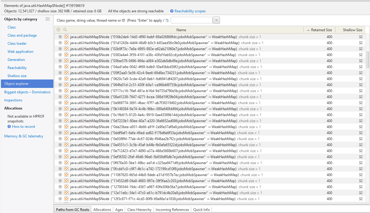 Analyzing heapdump for a possible memory leak. | SpigotMC - High Performance Minecraft Community