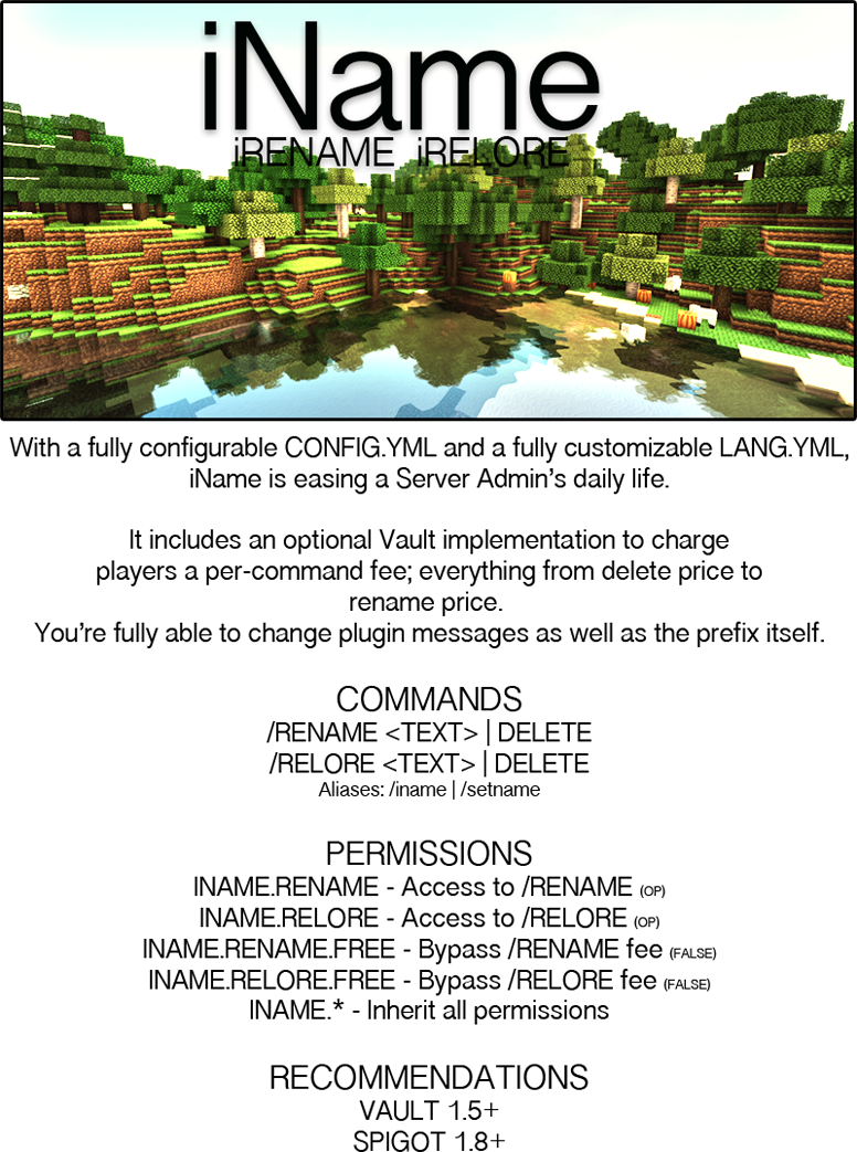 iName | SpigotMC - High Performance Minecraft Software
