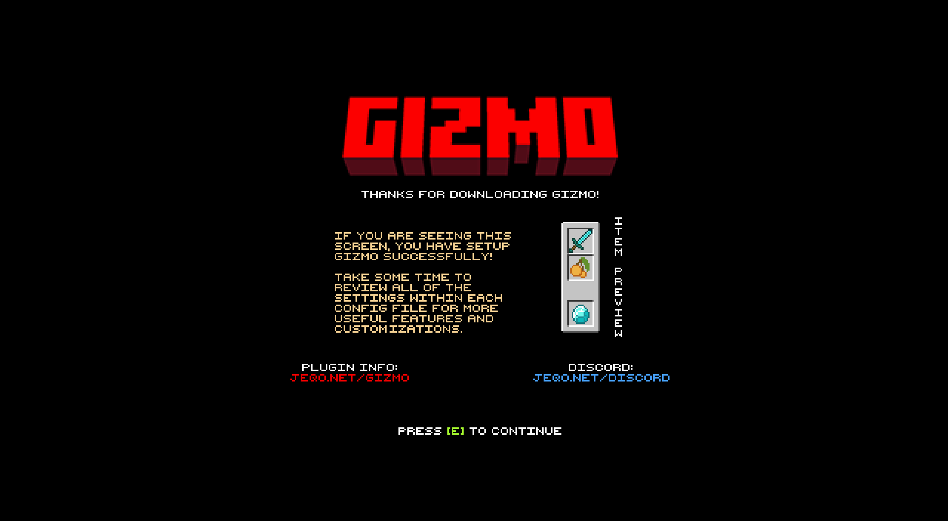 Gizmo | Custom Welcome Screen + More | SpigotMC - High Performance Minecraft Software