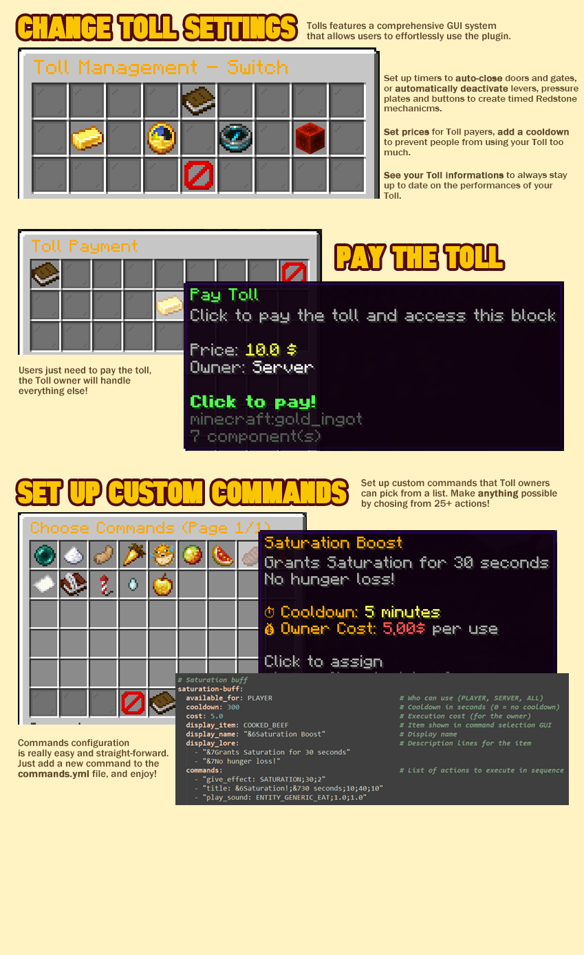 Tolls | Turn every block into a business opportunity! | SpigotMC - High ...