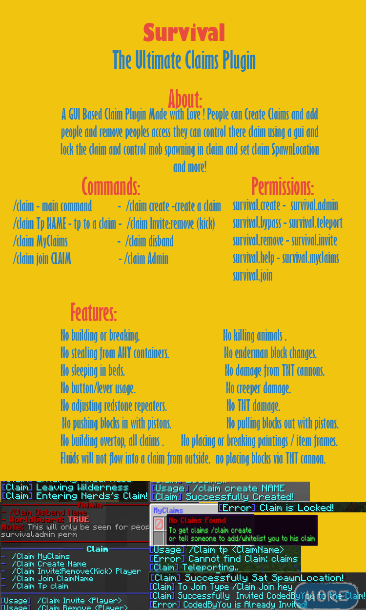 Survival || The Ultimate Claims Plugin! | SpigotMC - High Performance ...