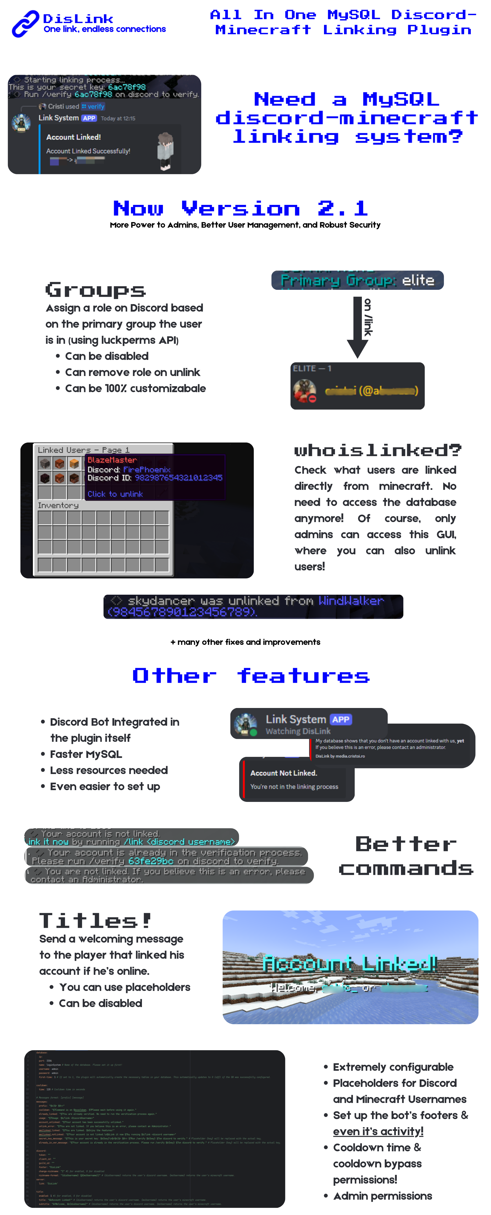 DisLink | Seamlessly Link Minecraft and Discord Users with MySQL | SpigotMC - High Performance ...