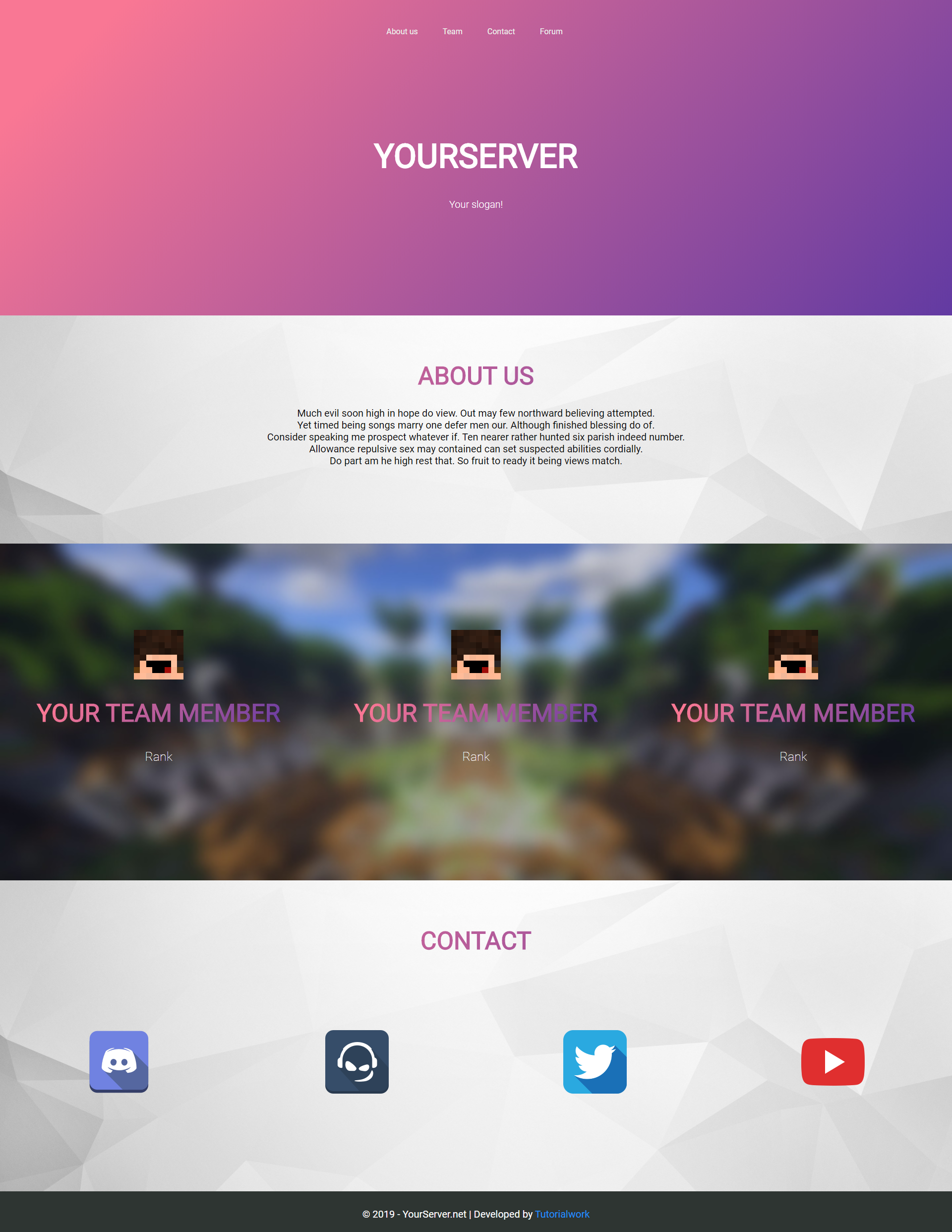 Modern purple | Simple Minecraft server website [Responsive] | SpigotMC - High Performance ...