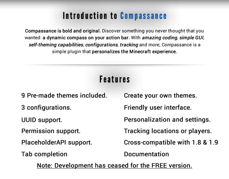 Compassance | Personalized Action Bar | No Longer Supported | SpigotMC ...