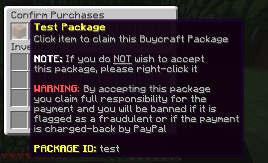 Buycraft Confirm Protect yourself from chargebacks Confirm GUI Open ...