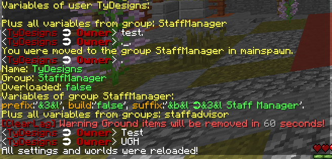 GroupManager Prefix/Suffixes not changing when using /manuadd | SpigotMC - High Performance ...