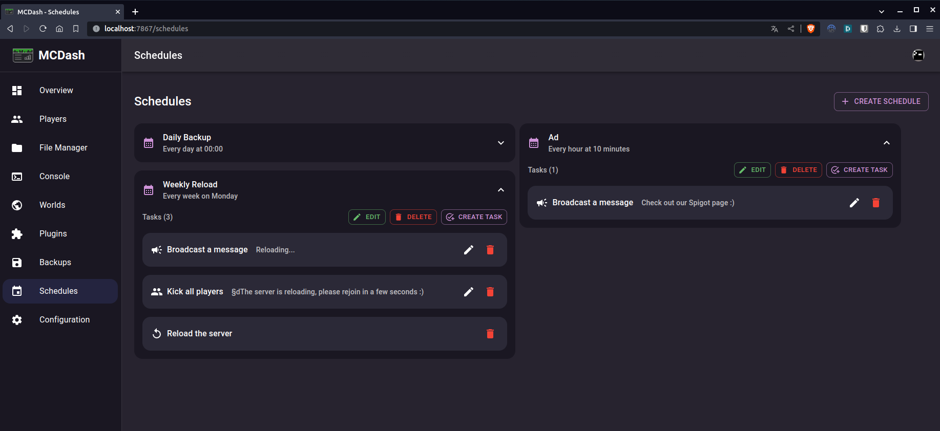 MCDash Simple Minecraft Dashboard [BETA] | SpigotMC - High Performance Minecraft Community