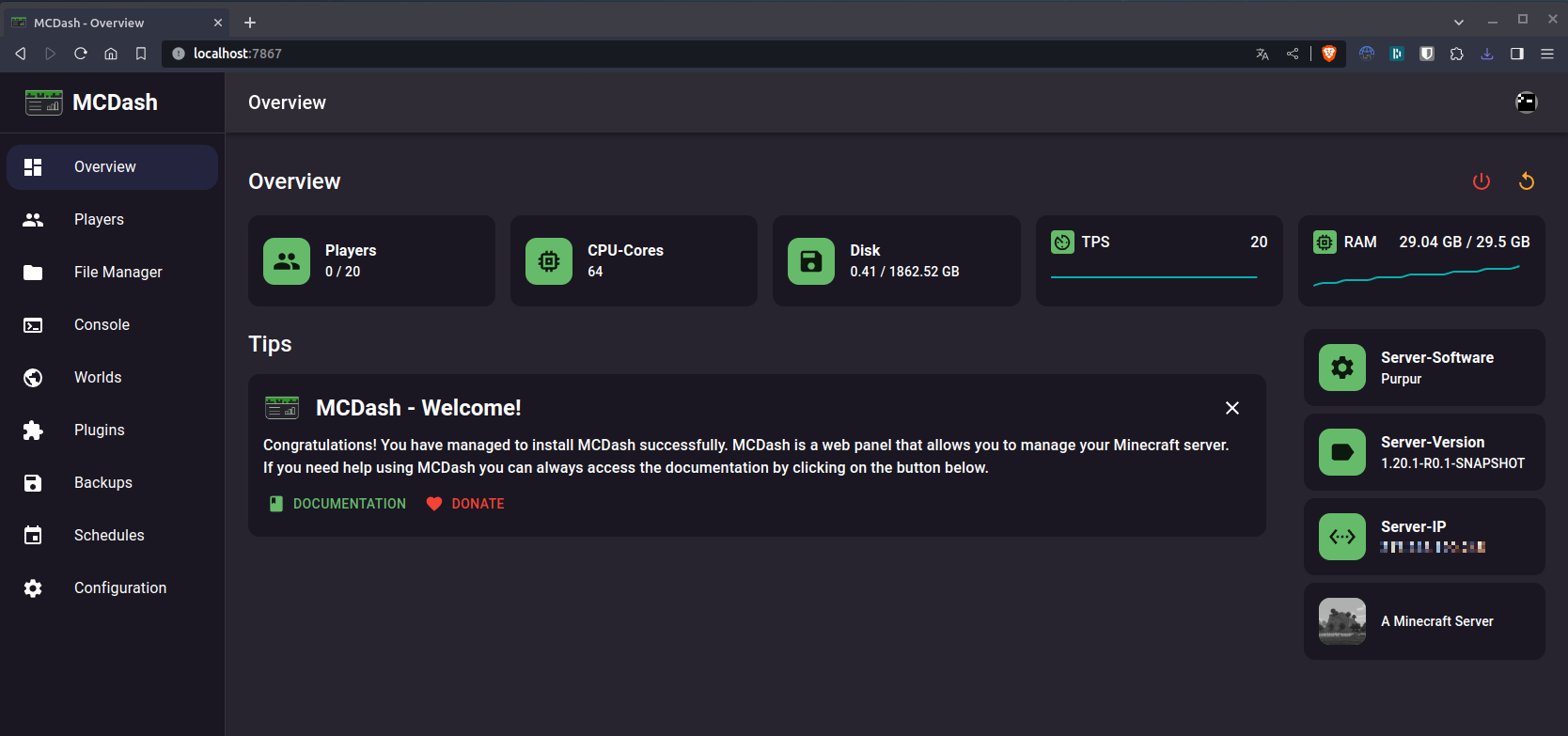 MCDash Simple Minecraft Dashboard [BETA] | SpigotMC - High Performance Minecraft Community