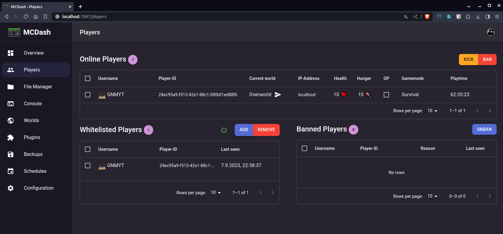 MCDash Simple Minecraft Dashboard [BETA] | SpigotMC - High Performance Minecraft Community