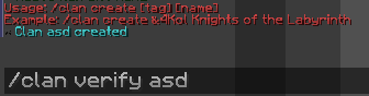Problems with the command /verify (SimpleClans) | SpigotMC - High Performance Minecraft Community