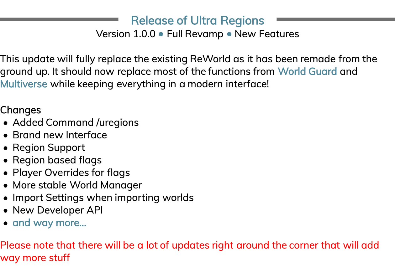Ultra Regions - Release of Ultra Regions | SpigotMC - High Performance ...