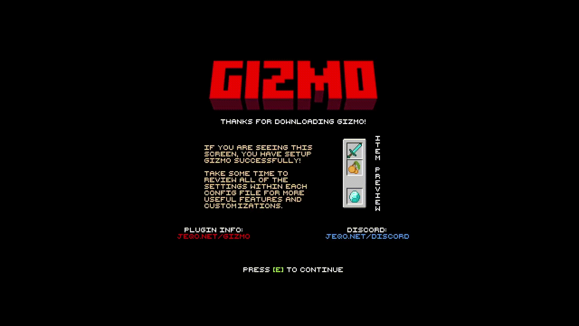 Gizmo | Custom Welcome Screen + More | SpigotMC - High Performance ...