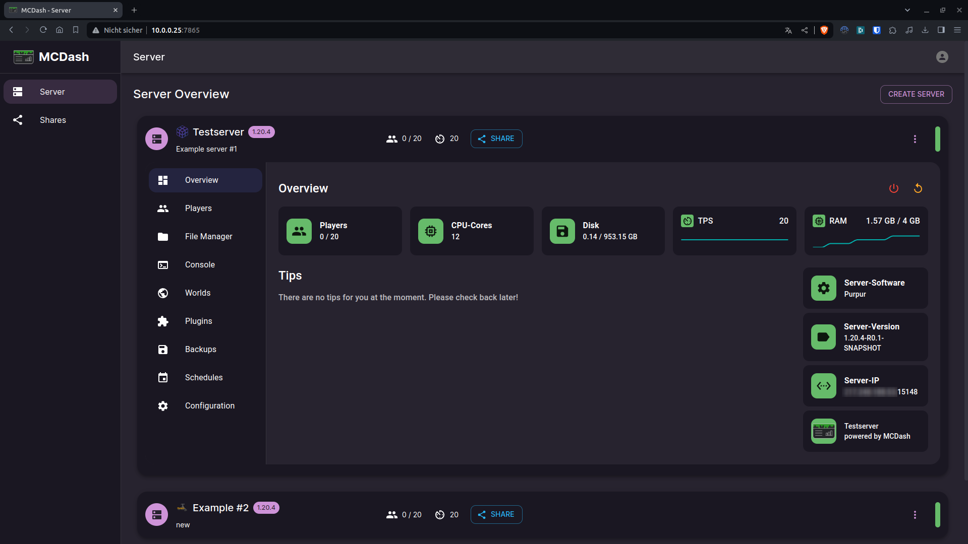 MCDash Wrapper » MultiVersion Server Dashboard (Alpha) | SpigotMC - High Performance Minecraft ...