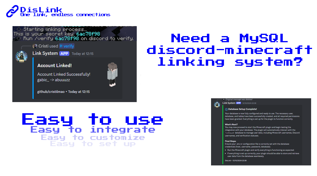 Spigot - DisLink | Seamlessly Link Minecraft and Discord Users with MySQL | SpigotMC - High ...
