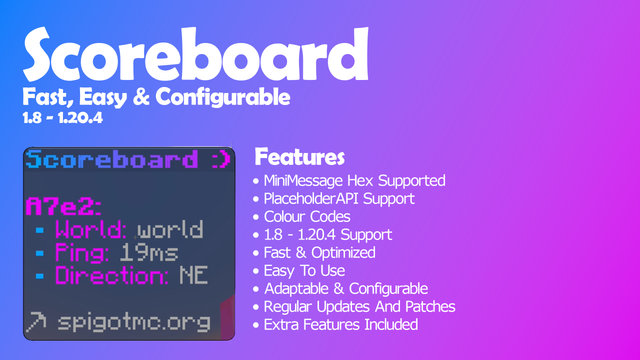 ⭕ Scoreboard | Free | Easy To Use | 1.8-1.20.4 | SpigotMC - High ...