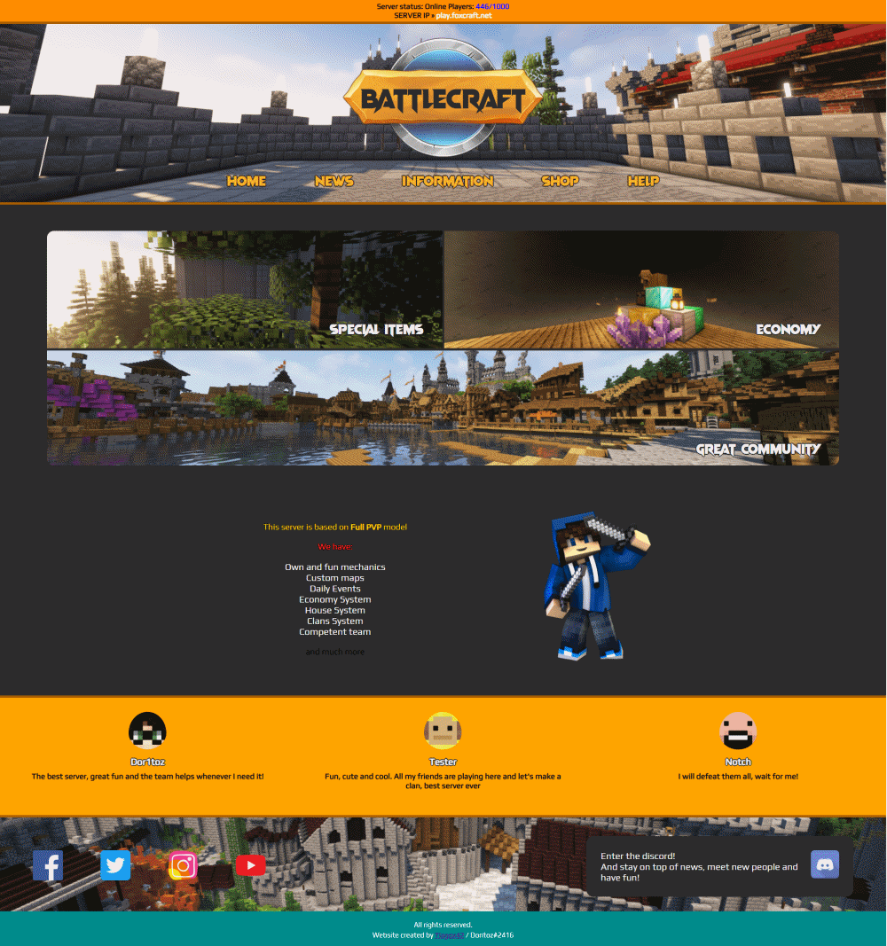 Minecraft Website - DarkOrange [easy setup] | SpigotMC - High Performance Minecraft Software