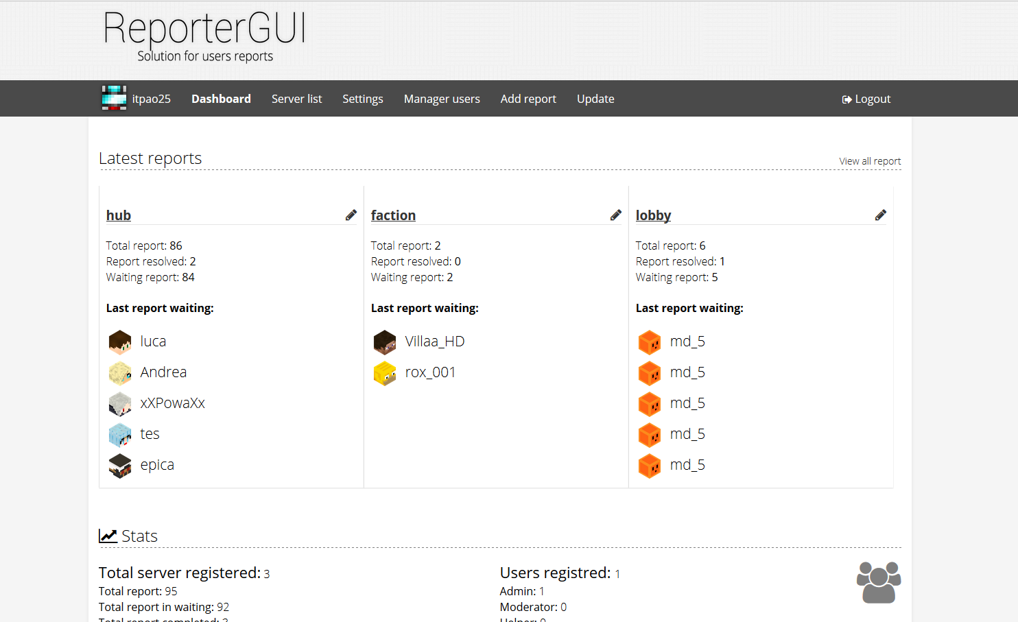 ReporterGUIWeb | SpigotMC - High Performance Minecraft Community