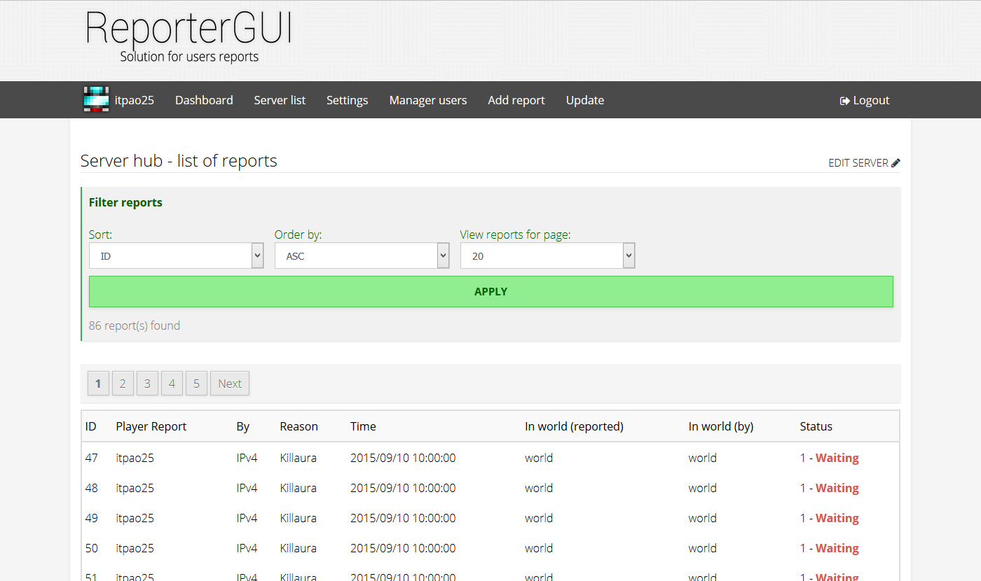 ReporterGUIWeb | SpigotMC - High Performance Minecraft Community