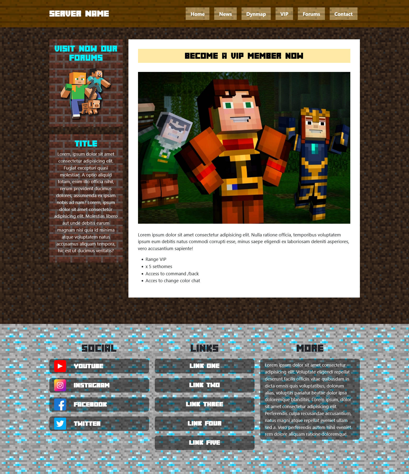 Free Web Template HTML5 with Minecraft design | SpigotMC - High ...