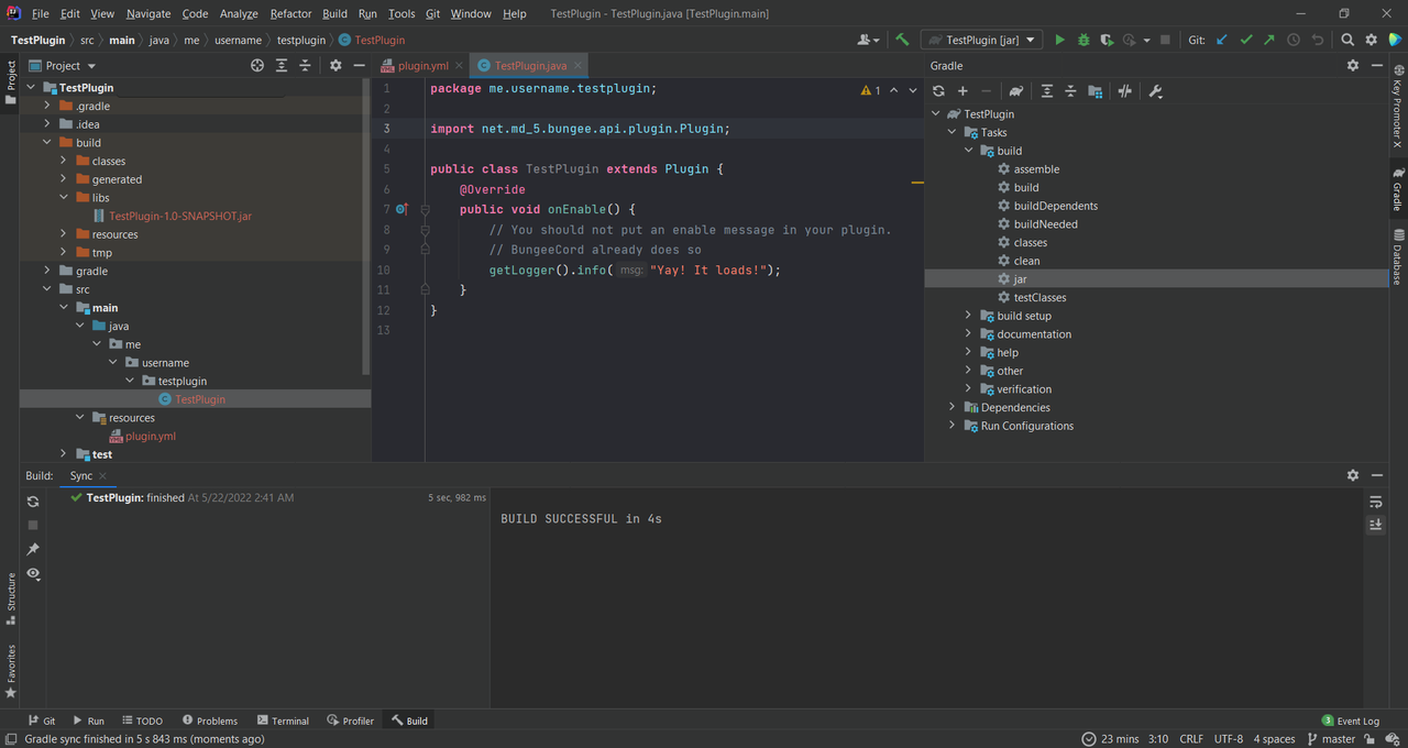 Create your first BungeeCord plugin with Gradle | SpigotMC - High ...