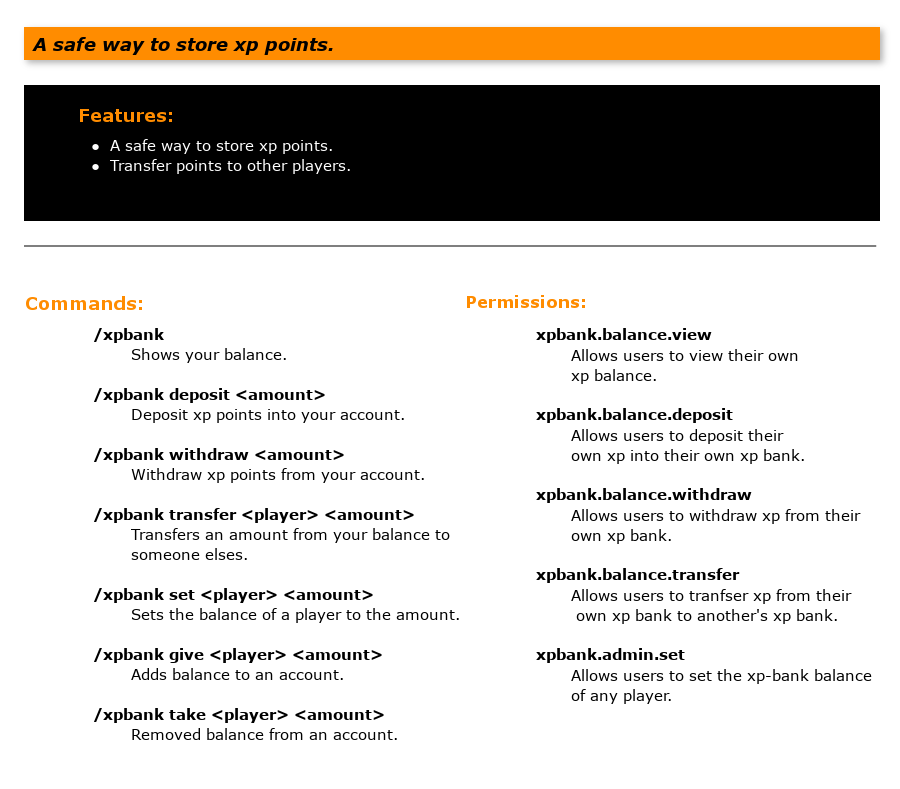 XPBankZ - Store Your XP | SpigotMC - High Performance Minecraft Community