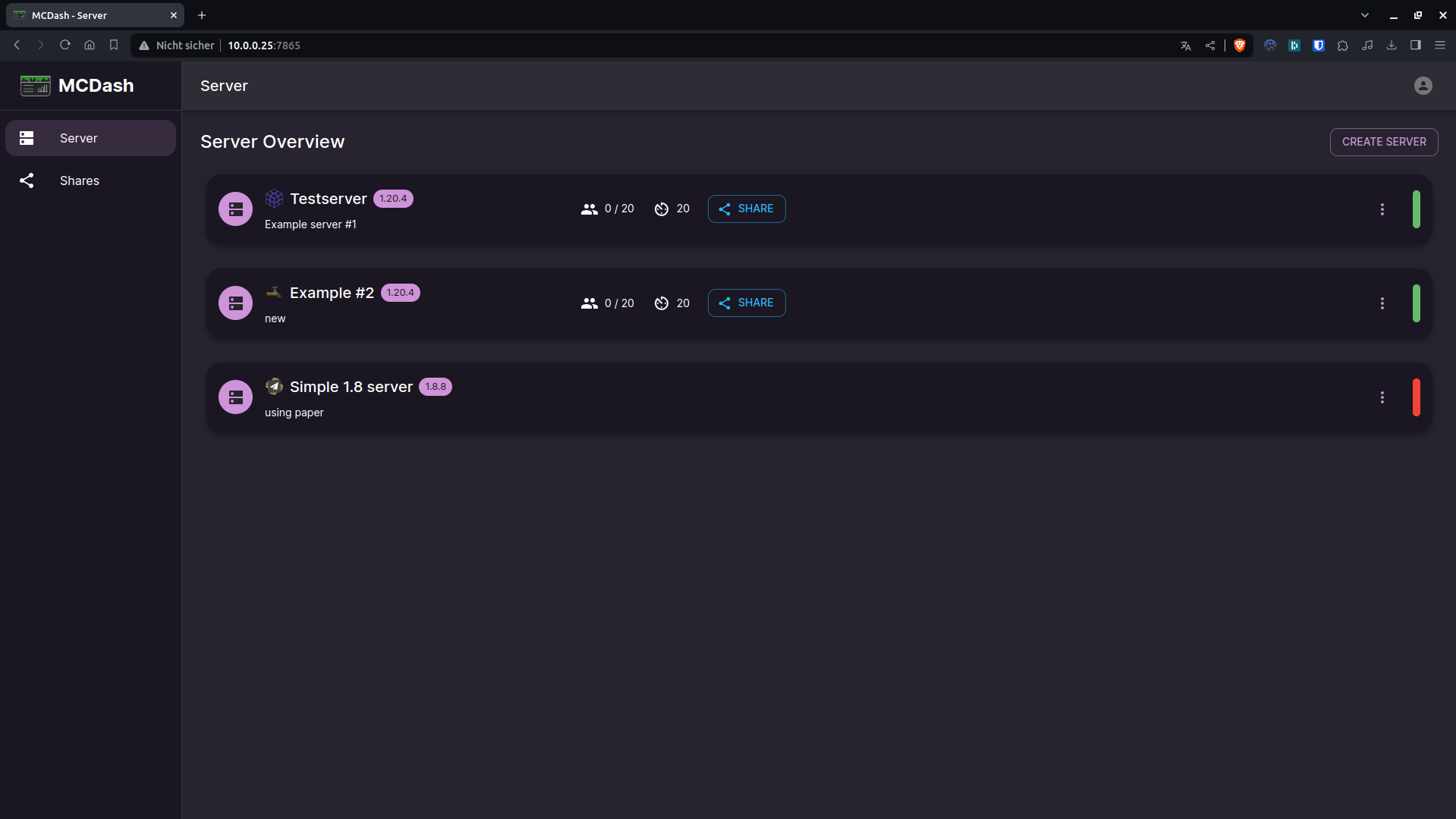 MCDash Wrapper » MultiVersion Server Dashboard (Alpha) | SpigotMC - High Performance Minecraft ...